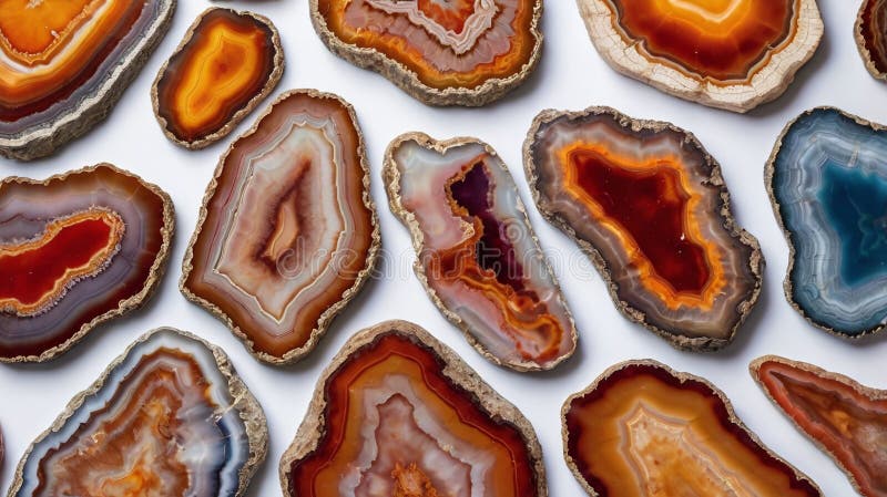 Different Shapes of Agate Stone Slices Stock Illustration ...