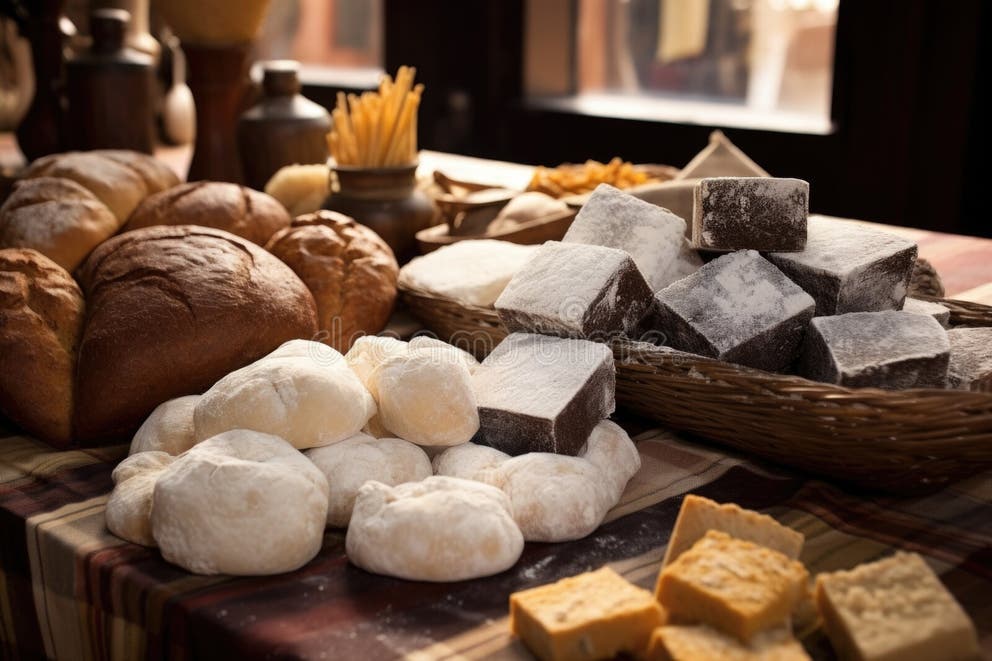 Different Shapes of Bread from Various Countries on a Table Stock Photo ...