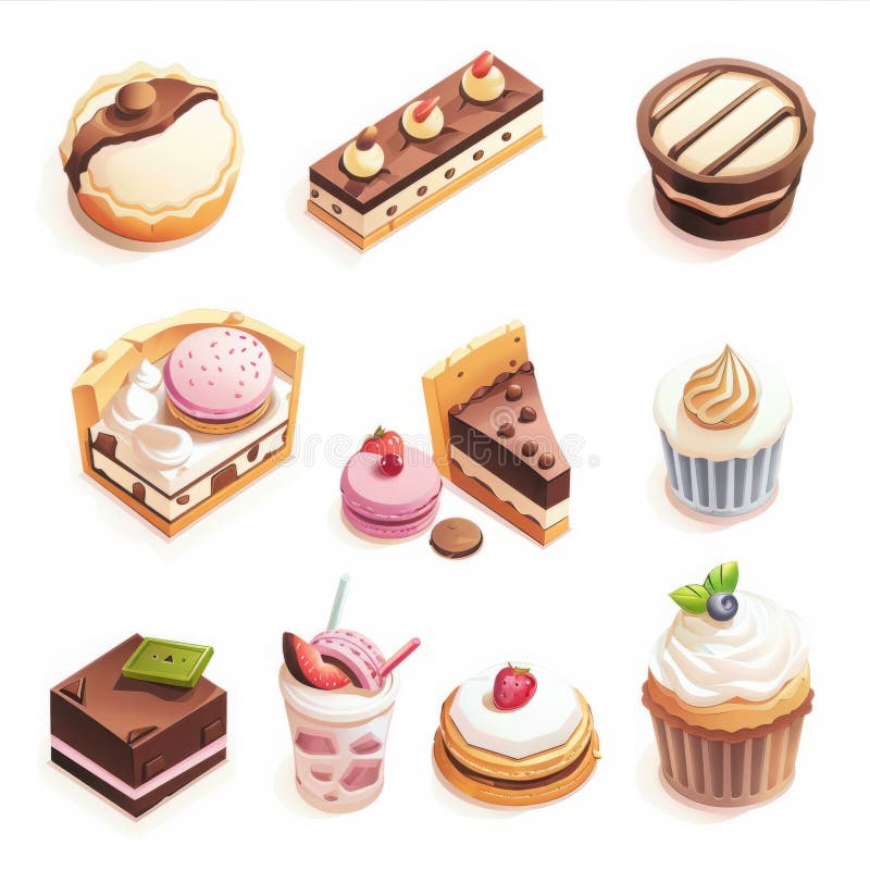 Cake Shapes of Various Types Stock Illustration - Illustration of paper ...