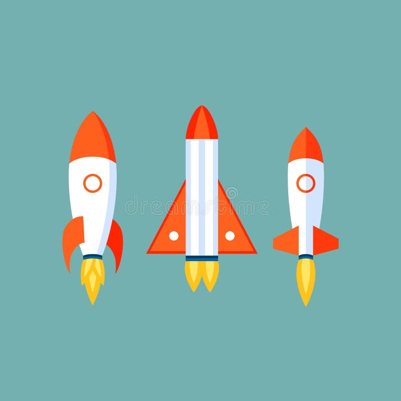 Different Shapes of Cartoon Rockets, Rocket Shapes Flat Style Vector ...