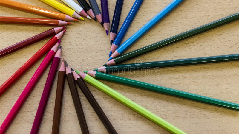 Colored Pencils in a Color Order Stock Photo - Image of yellow, spiral ...