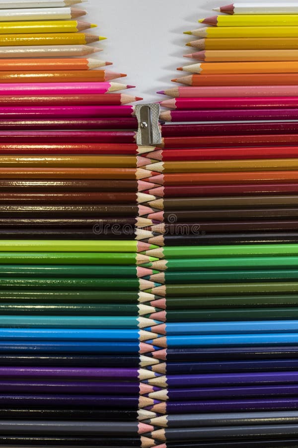Colored Pencils in a Color Order Stock Image - Image of purple, yellow ...