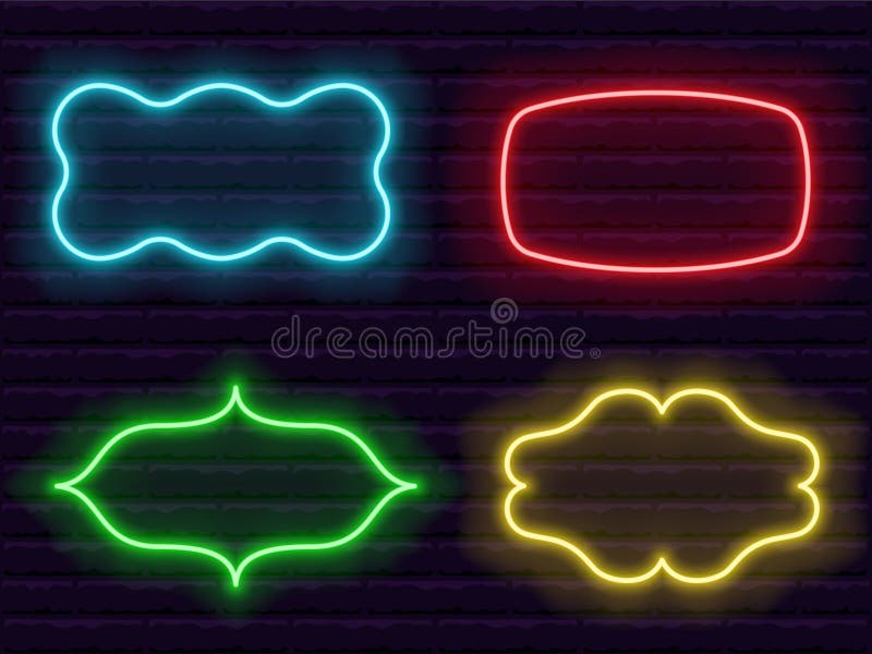 Different Shapes Neon Frames Set Stock Vector - Illustration of club ...
