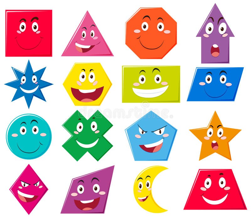 Different Shapes with Facial Expressions Stock Vector - Illustration of ...