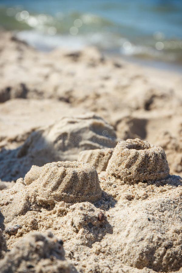 Different Shapes Made of Sand on Beach. Summer, Vacation Time and Child ...