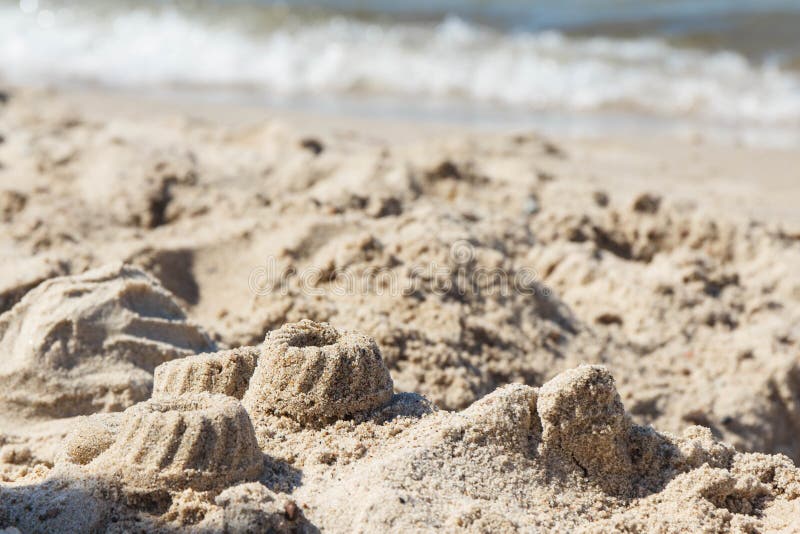 Different Shapes Made of Sand and Children Toys for Playing on Beach ...
