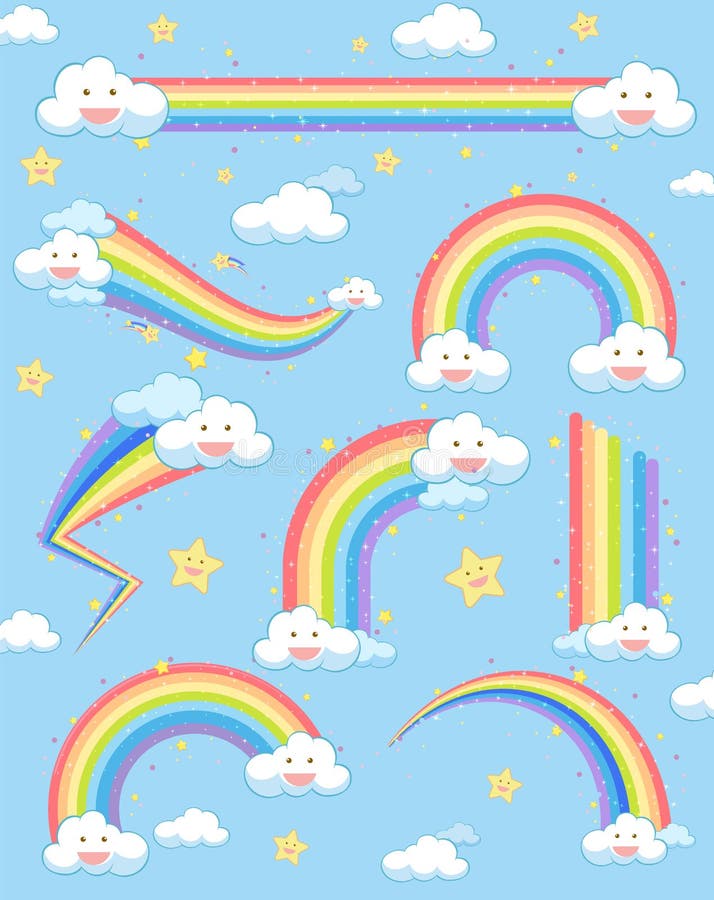 Different Shapes of Rainbow Set Stock Vector - Illustration of color ...