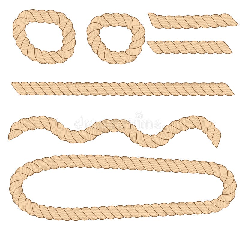 Different Shapes, Size Horizontal Brown Ropes Isolated on White ...