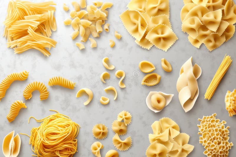 Visually Appealing Display of Various Shapes and Sizes of Italian Pasta ...