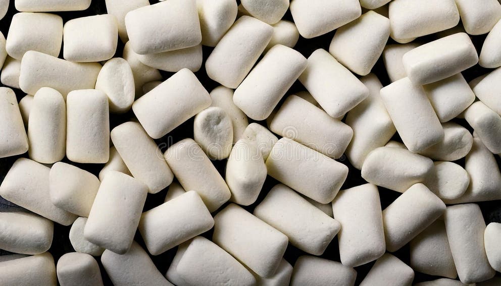 Variety of White Chewing Gum Pieces Displayed on a Dark Surface for a ...