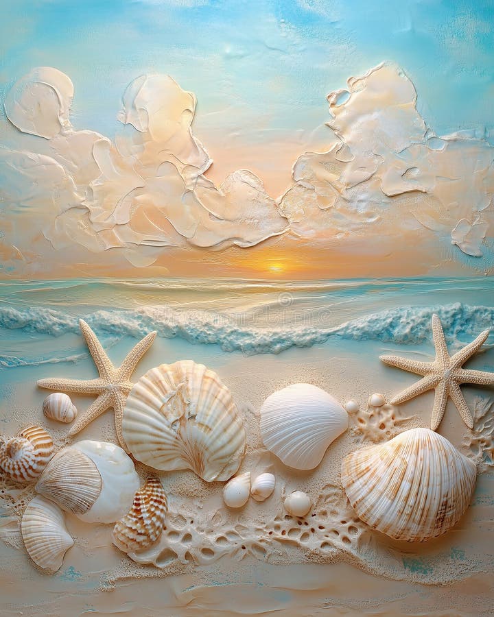 Different Shells and Sea Stars Scattered on the Sandy Shore by the ...