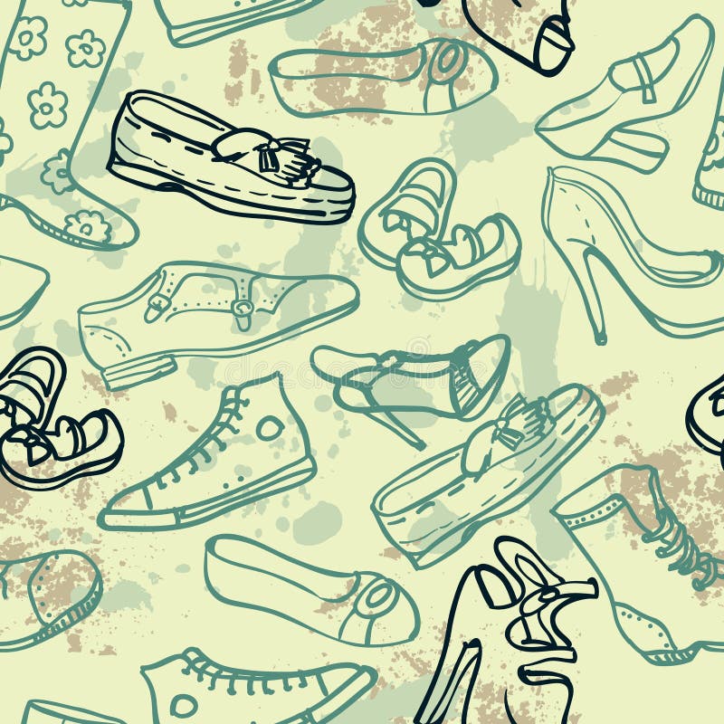 Different Shoes Seamless Pattern, Vector Illustration Stock Vector ...
