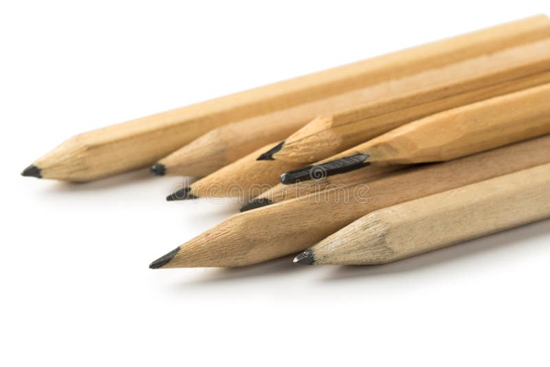 Short Pencils on Isolated White Background Stock Image - Image of close ...