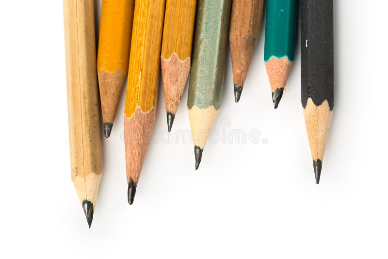Short Pencils on Isolated White Background Stock Image - Image of ...