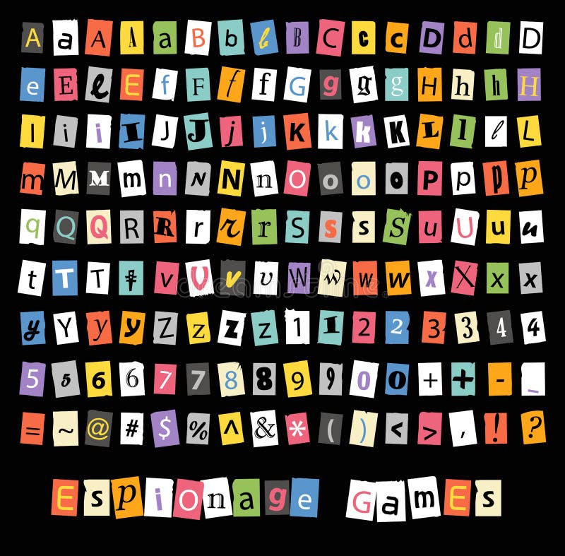 Vector Ransom Note- Cut Paper Letters, Numbers, Symbols Stock Vector ...