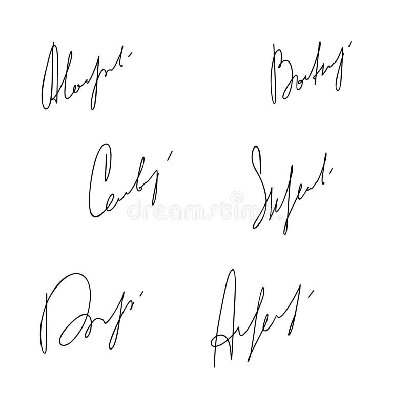 Different Signature, Autograph Isolated on a White Background, Written ...