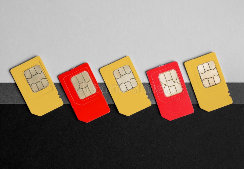 Different SIM Cards on Color Background, Flat Lay Stock Image - Image ...