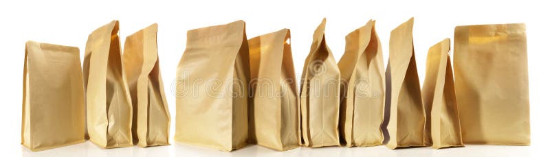 Different Size Paper Bags Isolated on White Background - Banner Stock ...