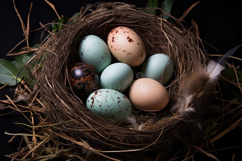Different Sized Eggs Nesting Together in a Birds Nest Stock Photo ...
