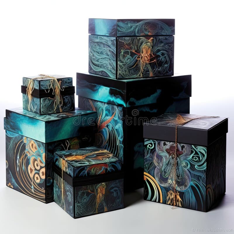 Different Sized Gift Boxes with Prints Stock Illustration ...