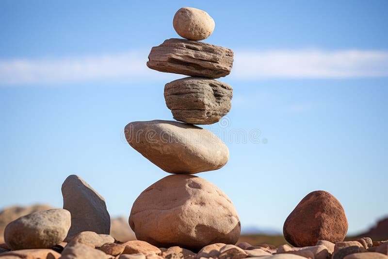 Different Sized Rocks Balanced Steadily in One Structure Stock Photo ...