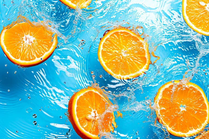 Different Sized Round Orange Slices Float Stock Image - Image of food ...