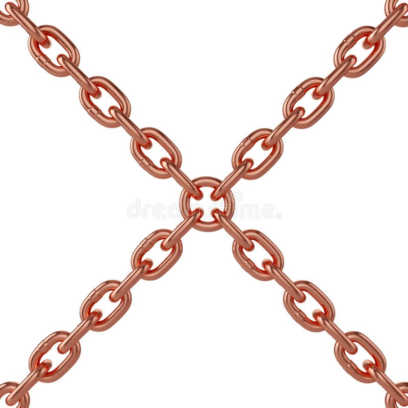 Different Sizes of Copper Chain Isolated on White Background, 3d ...