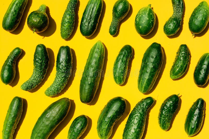 Different Sizes Forms Cucumbers Pattern on a Light Yellow Background ...