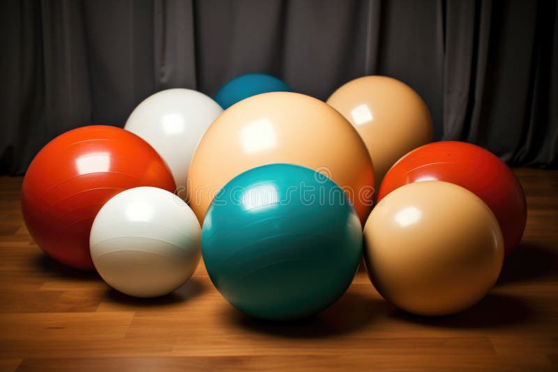 Different Sizes of Pilates Balls in a Studio Stock Photo - Image of ...