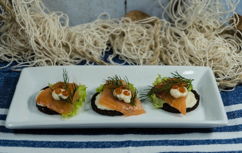 Smoked fish canapes stock image. Image of canapes, food - 202052417