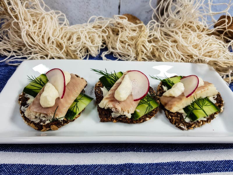 Smoked fish canapes stock photo. Image of lunch, cuisine - 202051882