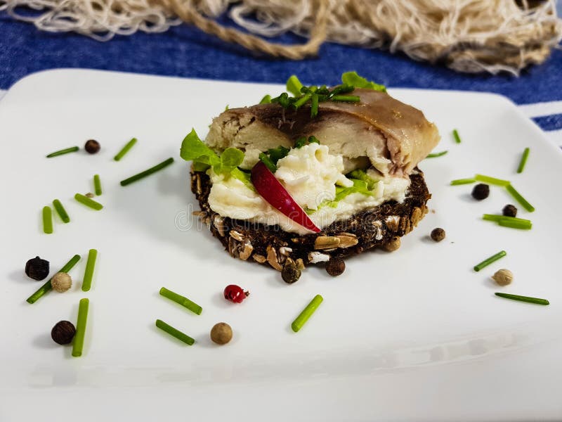 Smoked fish canapes stock image. Image of fish, fillet - 202051941