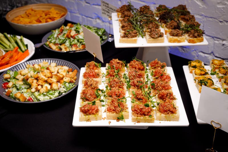 Different Snacks on the Event Table. Stock Image - Image of appetizer ...
