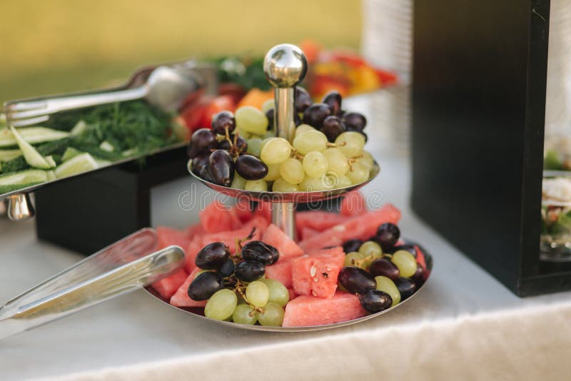 Different Luzury Snacks and Antipasto on Party. Gig Table with Snack ...