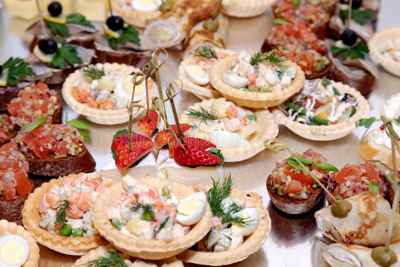 Different Snacks and Sandwiches for the Holiday. Stock Image - Image of ...