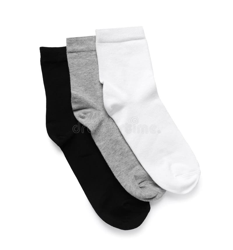 Different Socks Isolated on White, Top View Stock Image - Image of cold ...