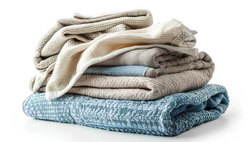 Different Soft Folded Blankets on White Background Stock Illustration ...