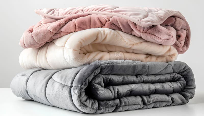 Different Soft Folded Blankets on White Background Stock Illustration ...