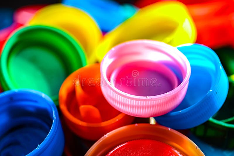 Different Sorts of Colorful Plastic Bottle Caps. Recycling Stock Photo ...