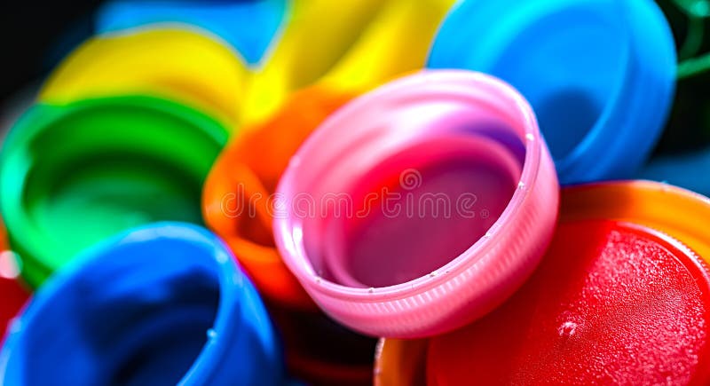 Different Sorts of Colorful Plastic Bottle Caps. Recycling Stock Image ...