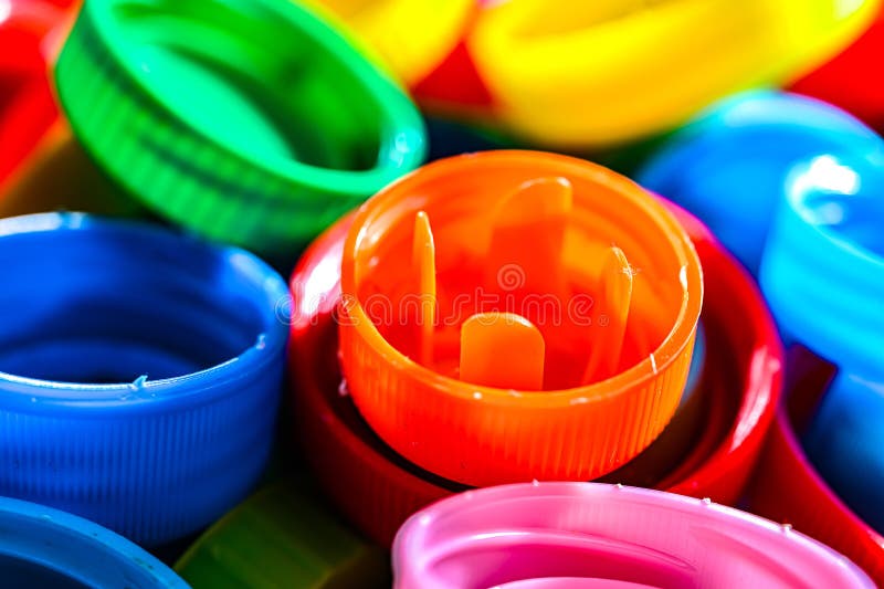 Different Sorts of Colorful Plastic Bottle Caps. Recycling Stock Photo ...