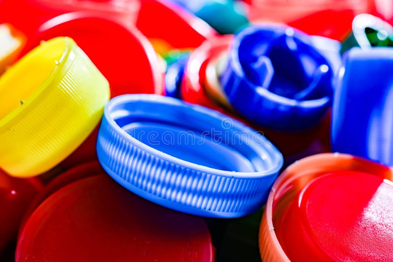 Different Sorts of Colorful Plastic Bottle Caps. Recycling Stock Photo ...