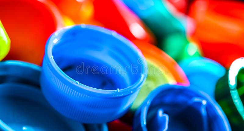 Different Sorts of Colorful Plastic Bottle Caps. Recycling Stock Photo ...