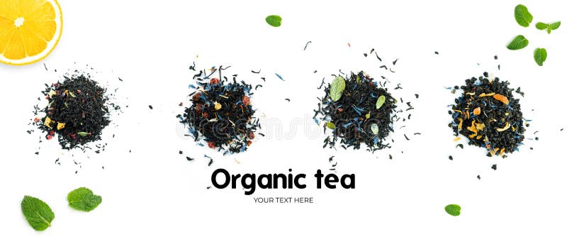Different Sorts of Tea on White Background. Long Header Banner Format ...