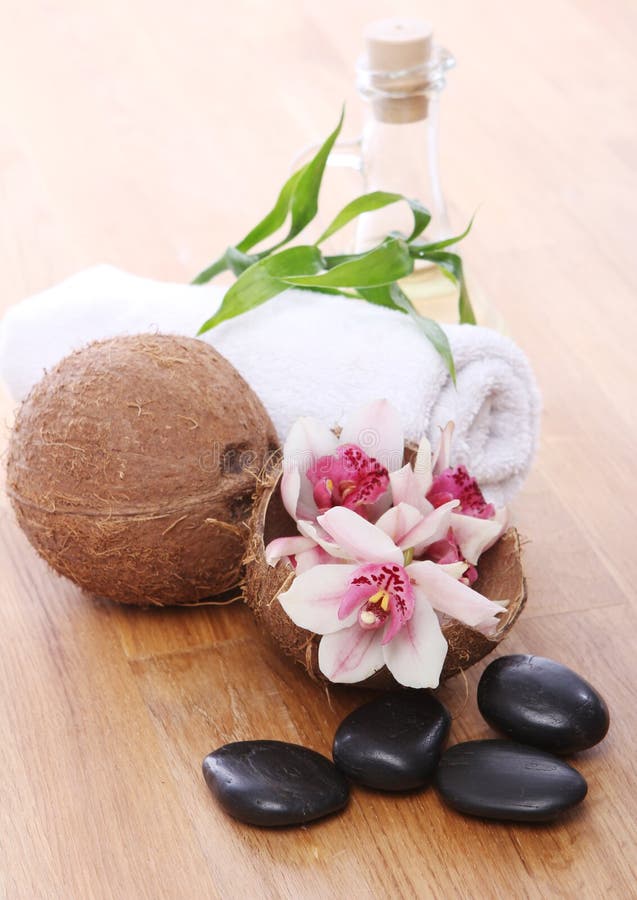 Spa set stock photo. Image of towel, health, flower, massage - 4401324