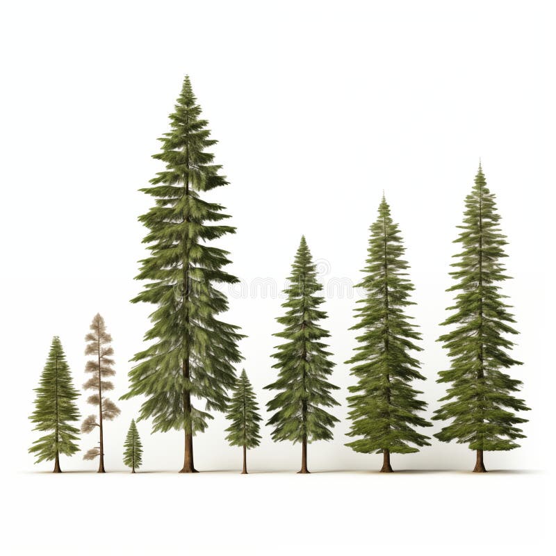 Different Species of Evergreen Trees Displayed in a Gradual Size ...