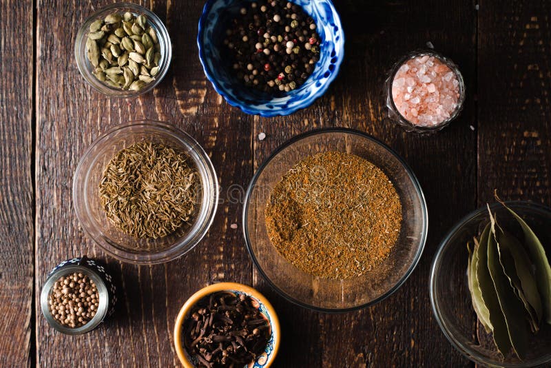 Different Spices in Bowls Closeup Stock Image - Image of flavor, pepper ...
