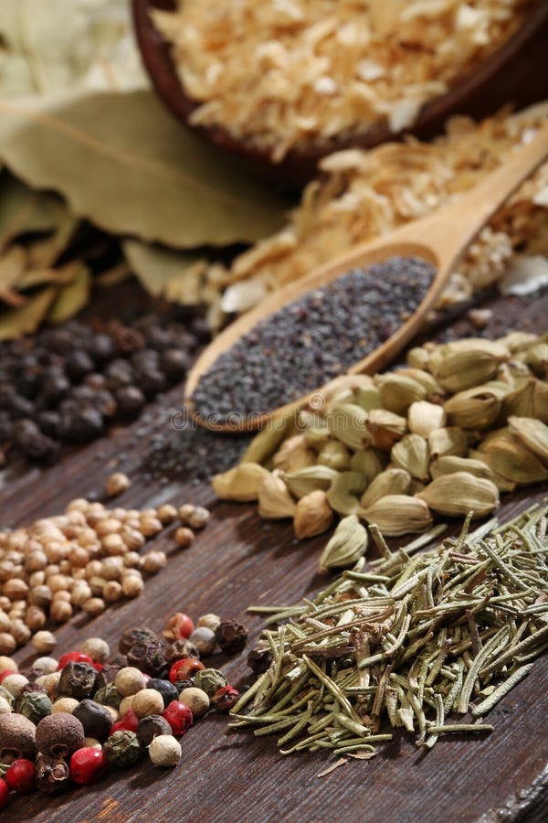 Different Spices on White Background. Stock Photo - Image of pepper ...