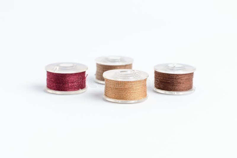 Different Spools of Mixed Beige and Brown Cotton Thread Prepared for ...