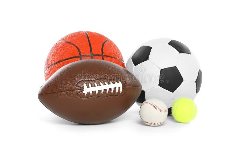 Set with Different Sport Balls on White Background Stock Image - Image ...